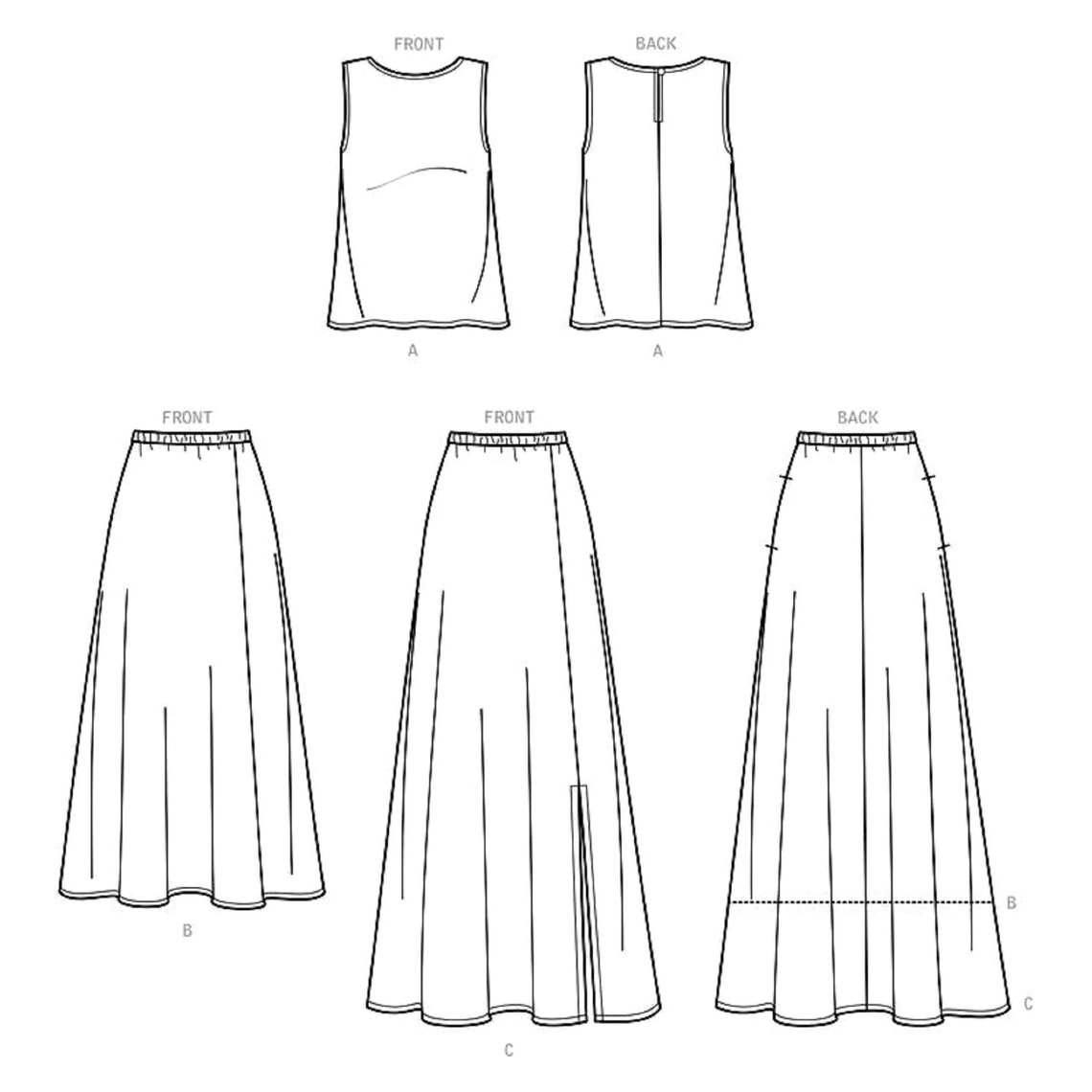 Sewing Pattern Women's Easy Skirt and Top Pattern Long - Etsy