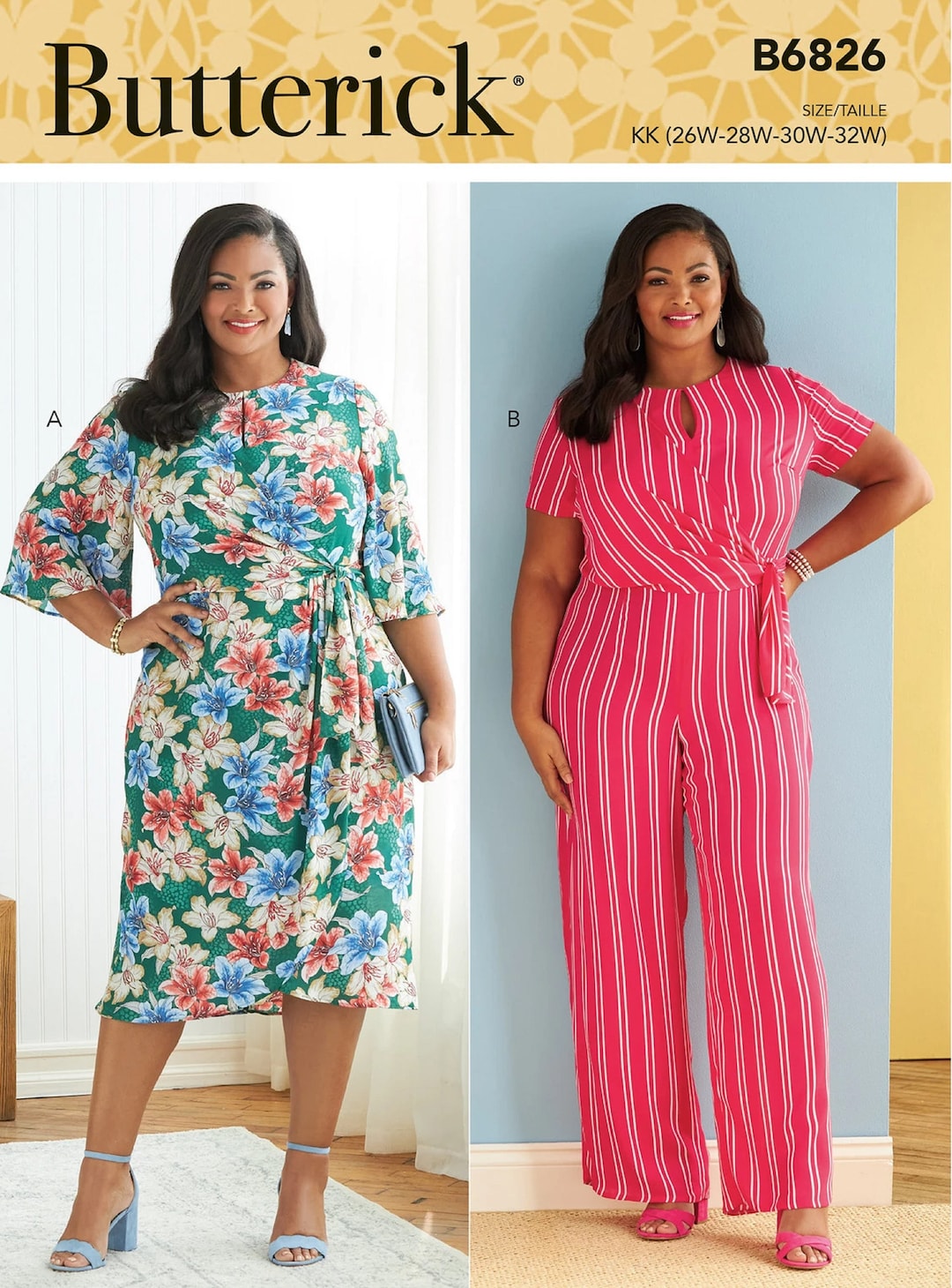 Sewing Pattern Women's Faux Wrap Dress Pattern, Women's Jumpsuit ...