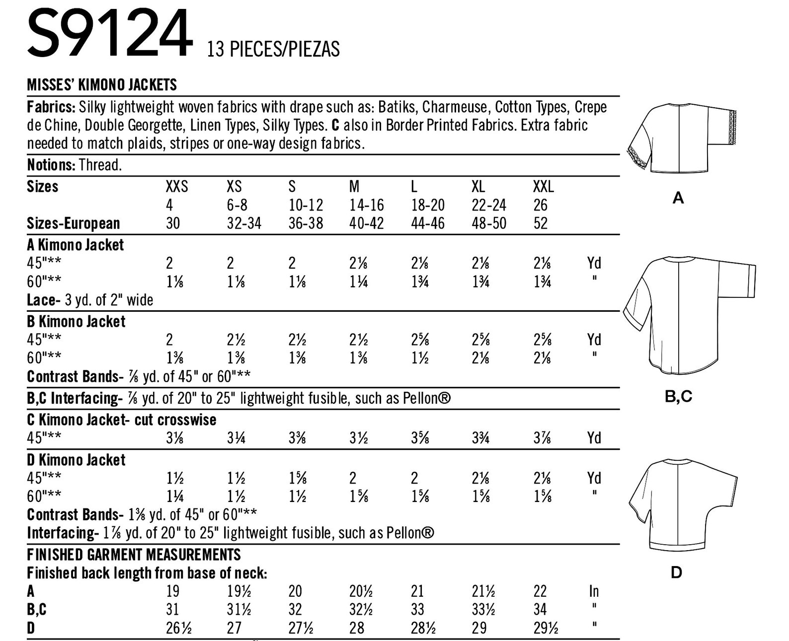 Sewing Pattern Kimono Jacket Pattern Open Front Loose Fit - Etsy