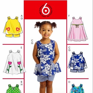 Sewing Pattern Little Girls' Sundress Pattern, Toddlers' Top and Shorts ...