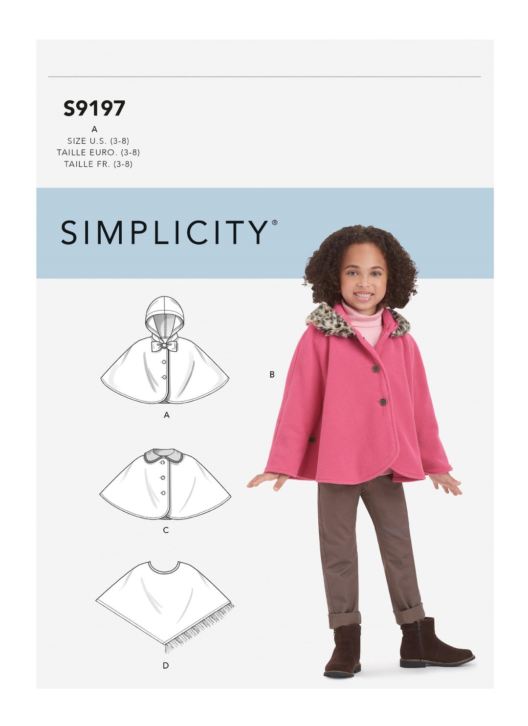 Sewing Pattern Girls' Cape Pattern, Girls' Poncho Pattern, Little Girls ...