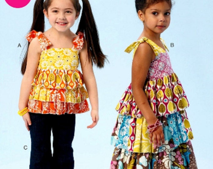 Sewing Pattern Little Girls' Ruffle Dress Pattern, Girls' Ruffle Top ...
