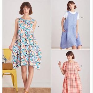 Sewing Patterns Women's Loose Fit Pullover Dress Pattern, Easy Knit Top ...