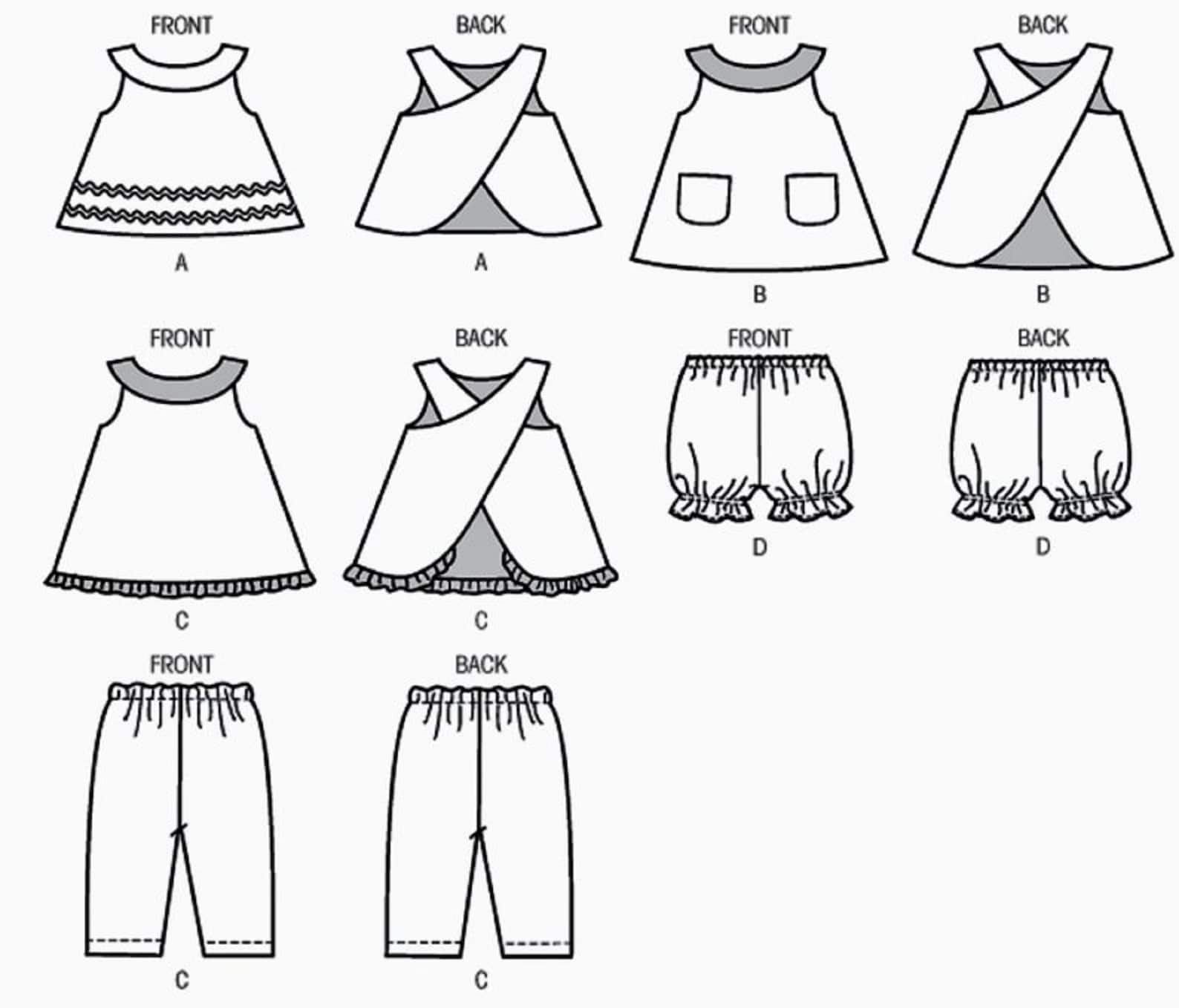 Sewing Pattern Toddlers' Sundress Pattern, Baby Top and Bloomers ...
