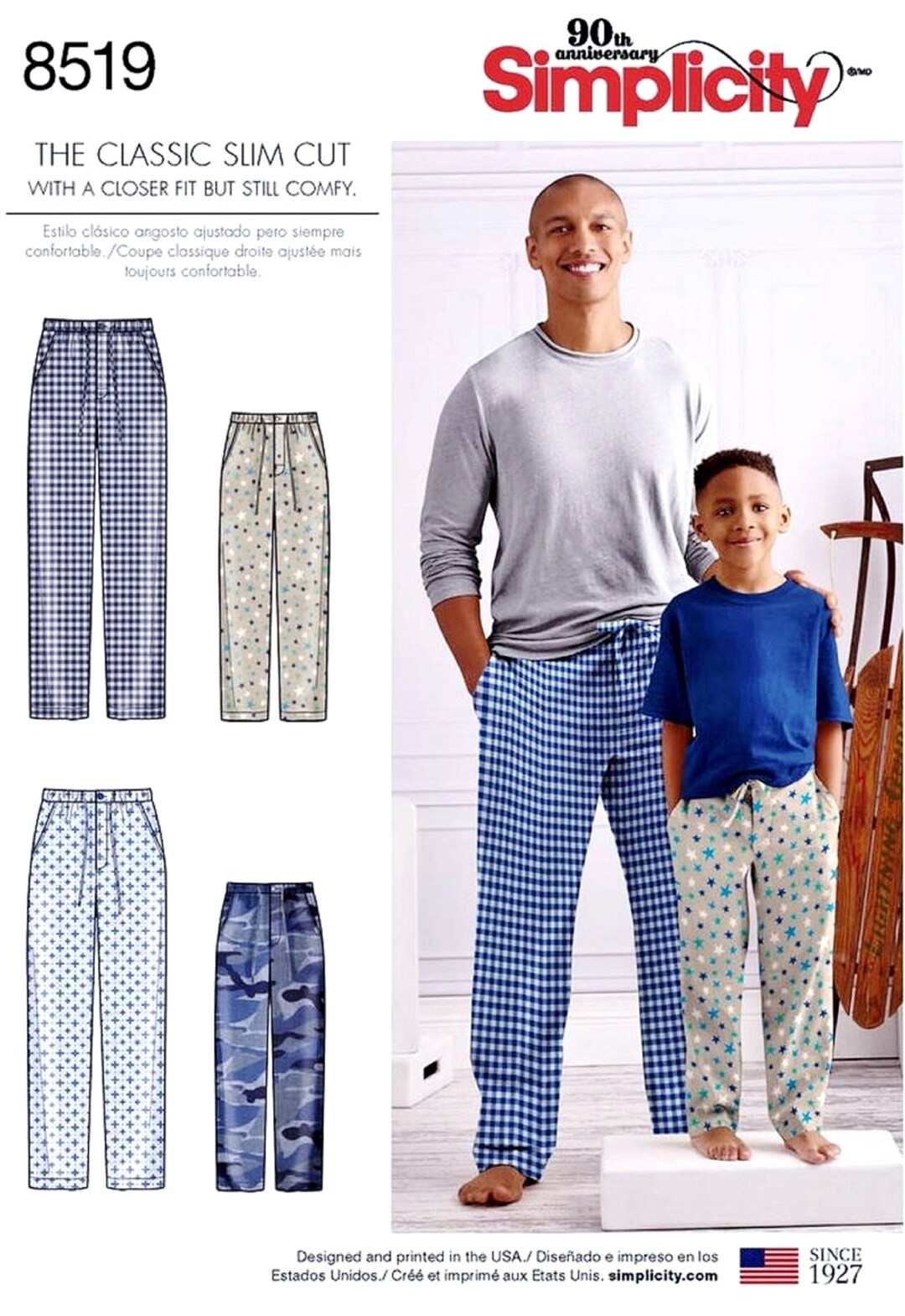 Sewing Pattern Boys' and Men's Slim Fit Lounge Pants Pattern, Daddy and ...