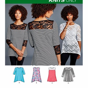 Sewing Pattern Women's Knit Top Pattern, Pullover Tops Pattern, Flared ...