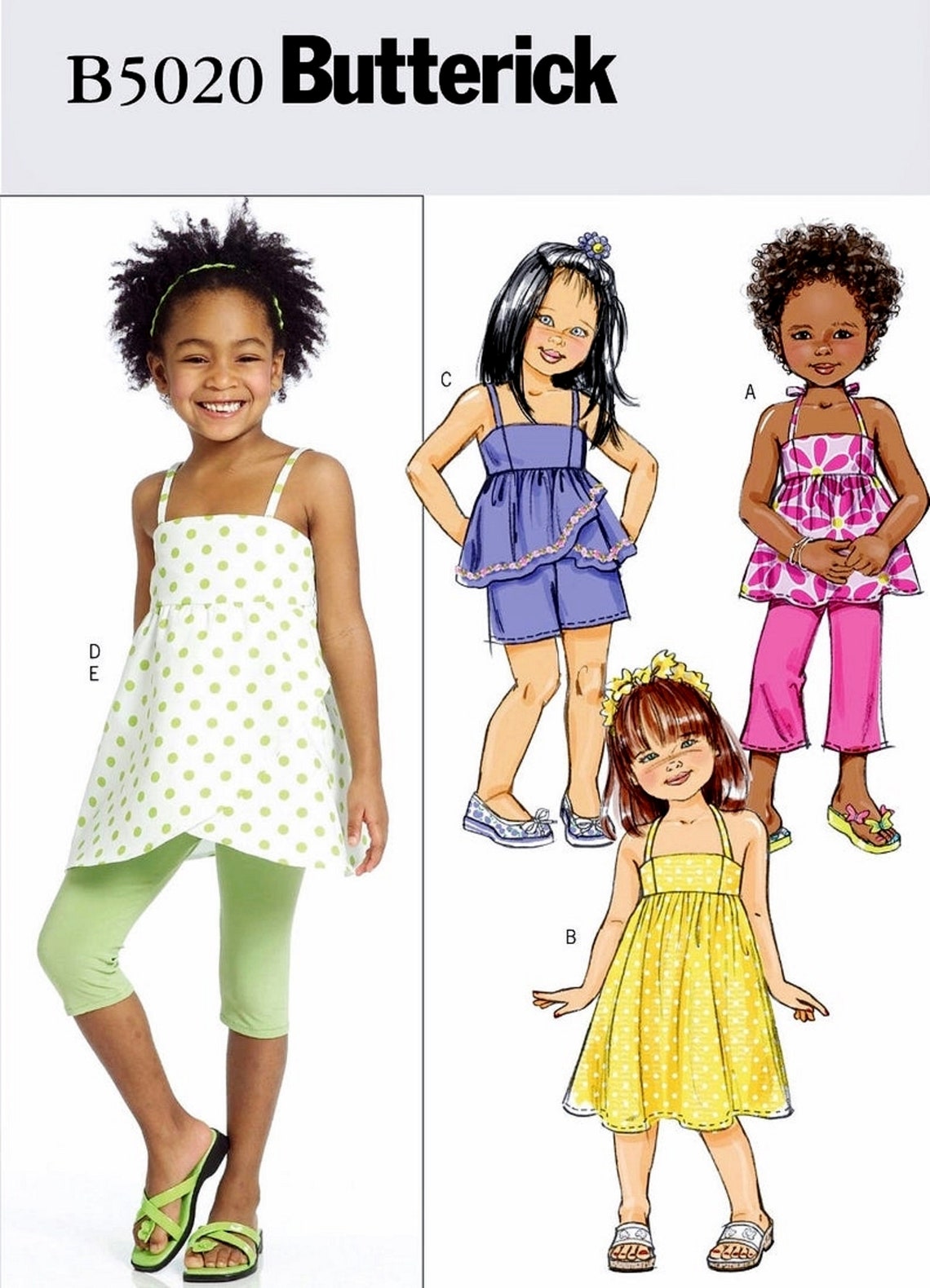 Sewing Pattern Little Girls' Top and Shorts Pattern, Girls' Sundress ...