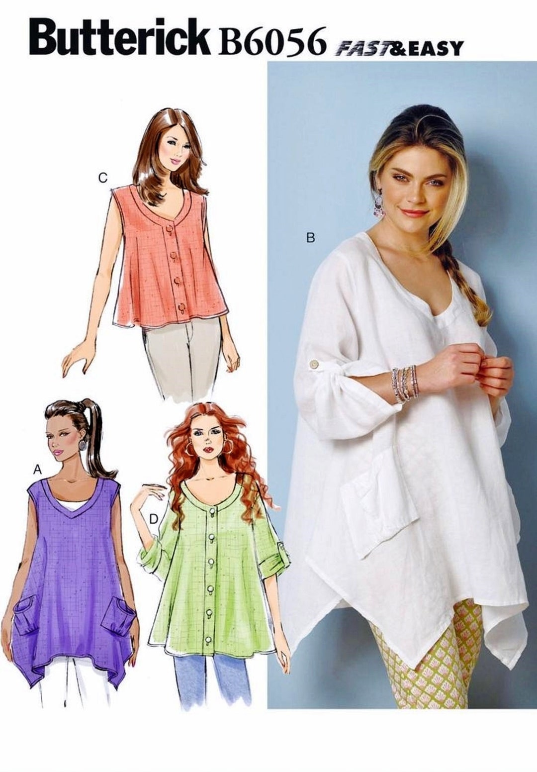 Sewing Pattern Women's Loose Fit Pullover Tops Pattern, Tunic Tops ...