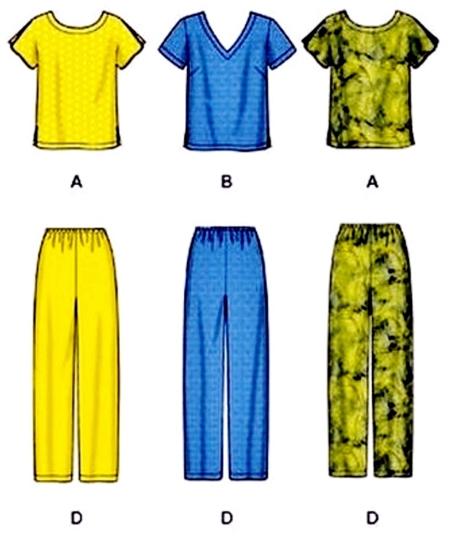 Sewing Pattern Women's Elastic Waist Pants Pattern, Easy Top Pattern ...