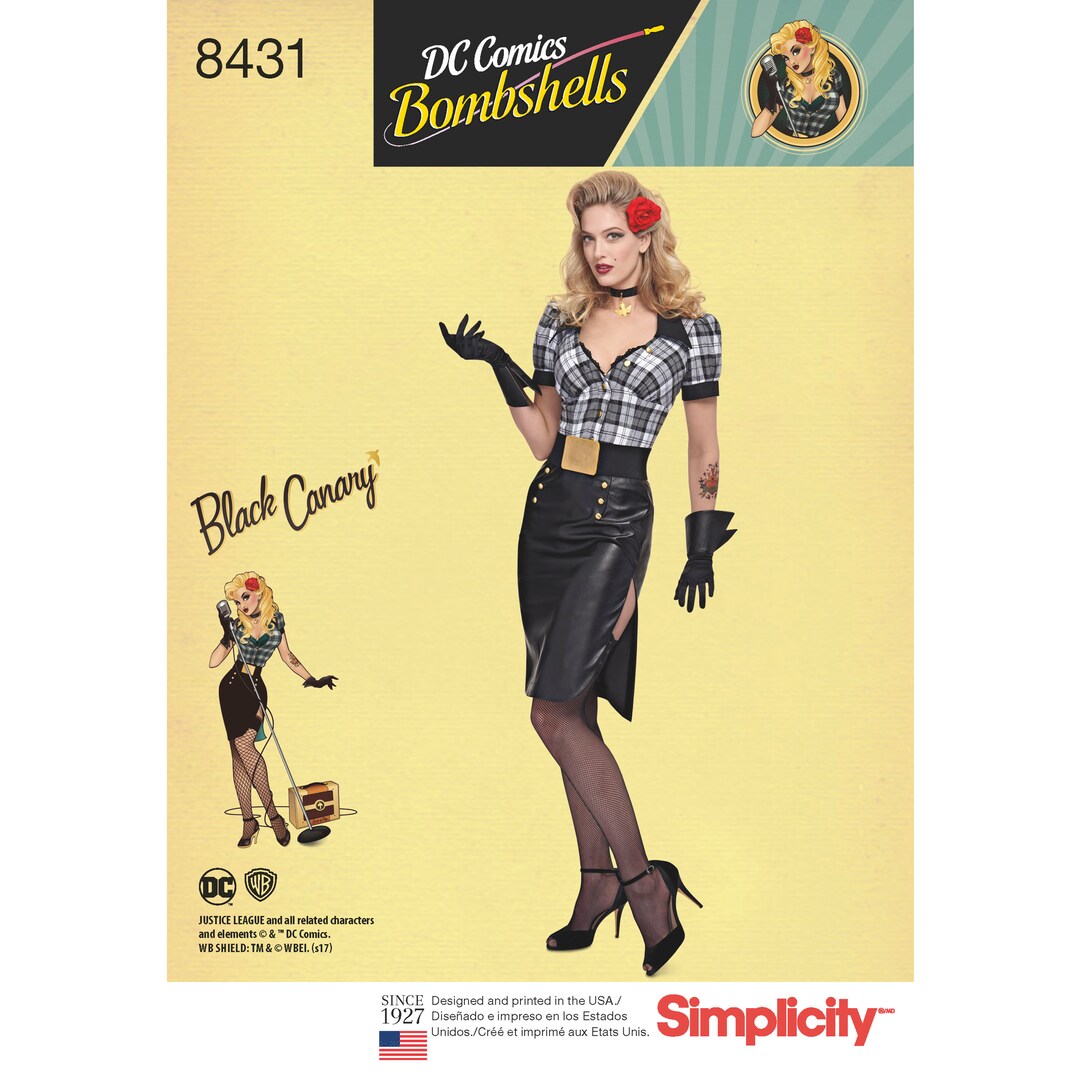 Sewing Patterns Black Canary Costume Pattern, DC Comics Bombshell Pin ...