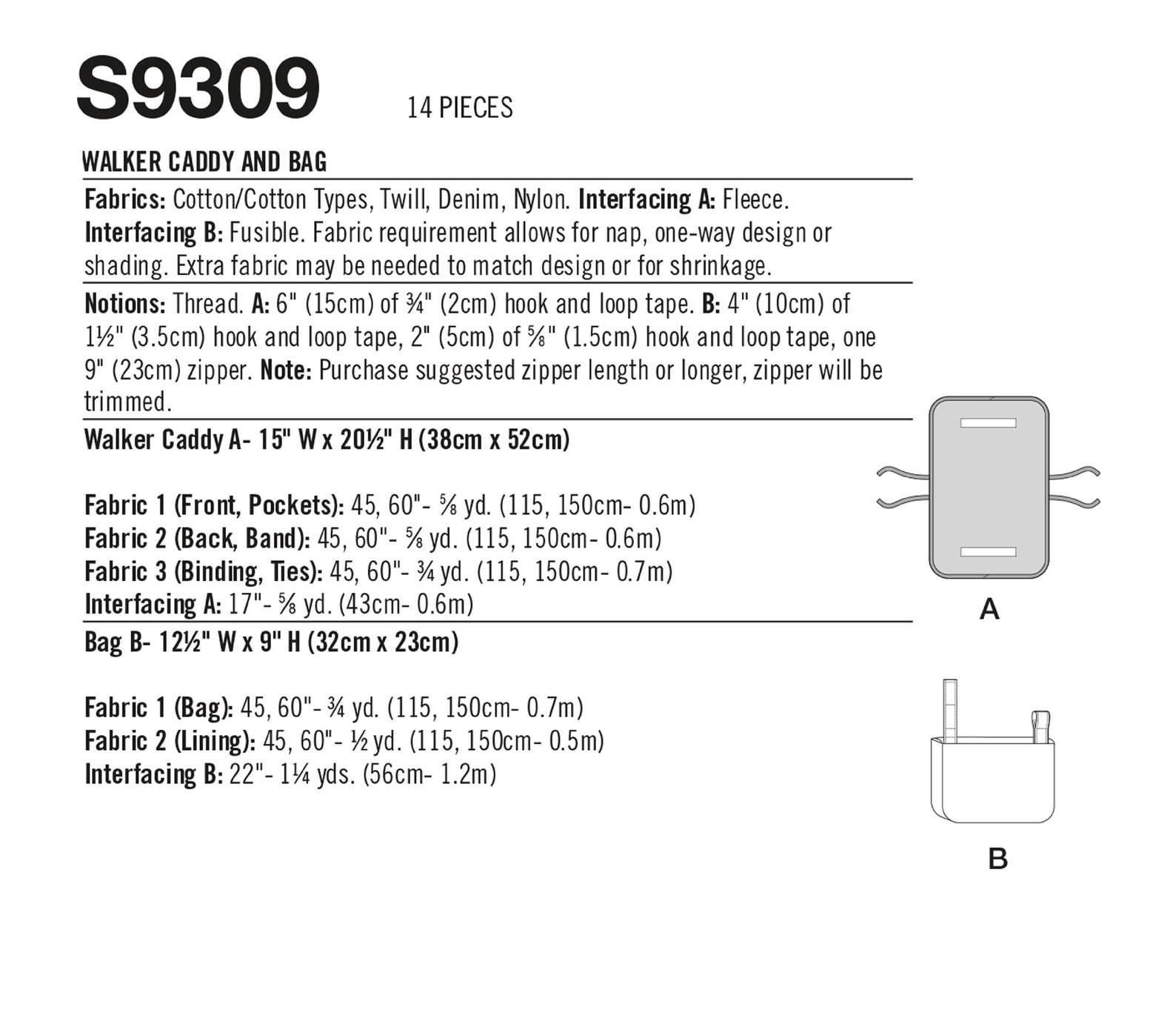 Sewing Patterns Walker Caddy Pattern, Walker Bag Pattern, Walker ...