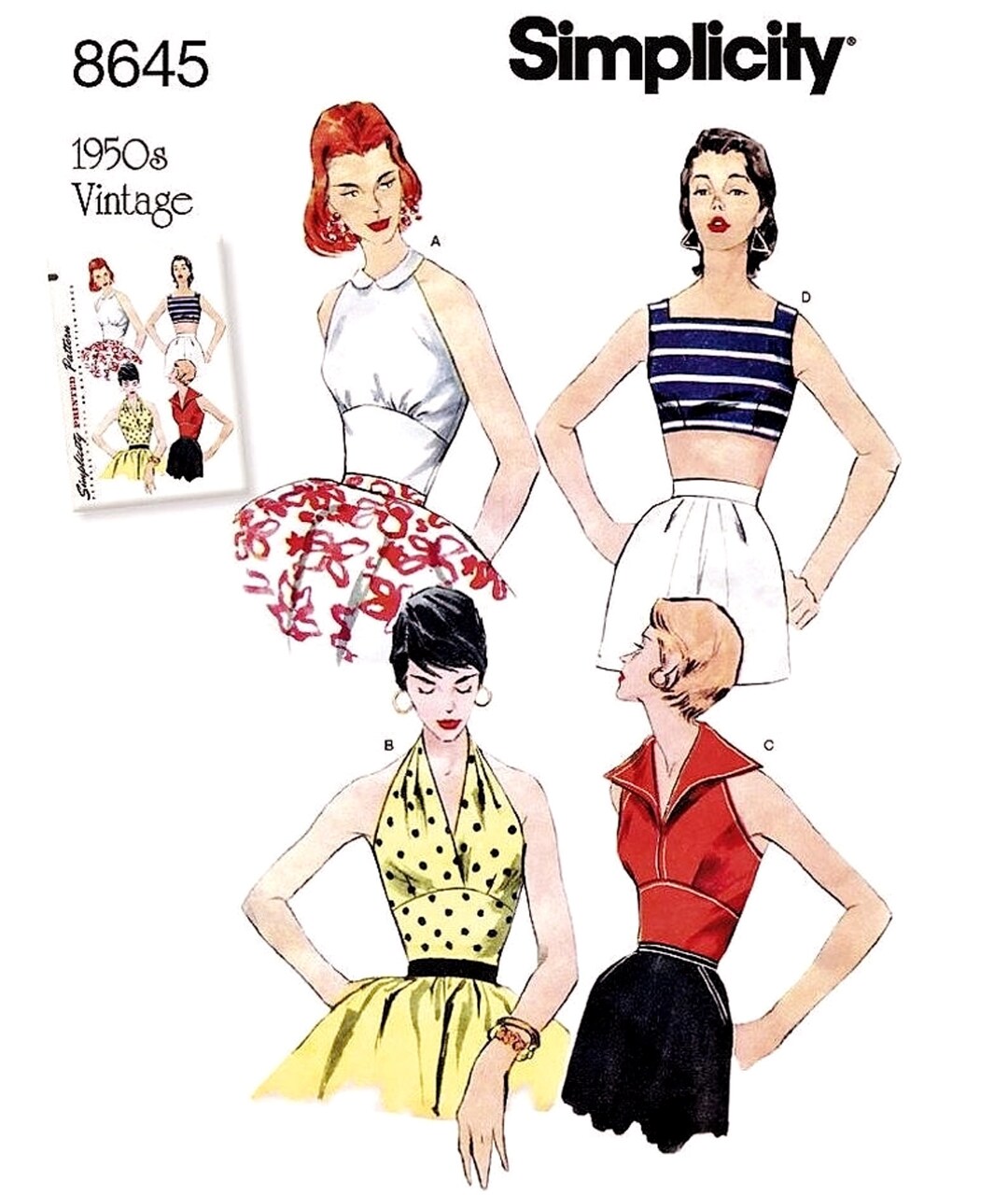 Sewing Pattern Halter Tops Pattern, Vintage Halter Tops Pattern, 1950's ...
