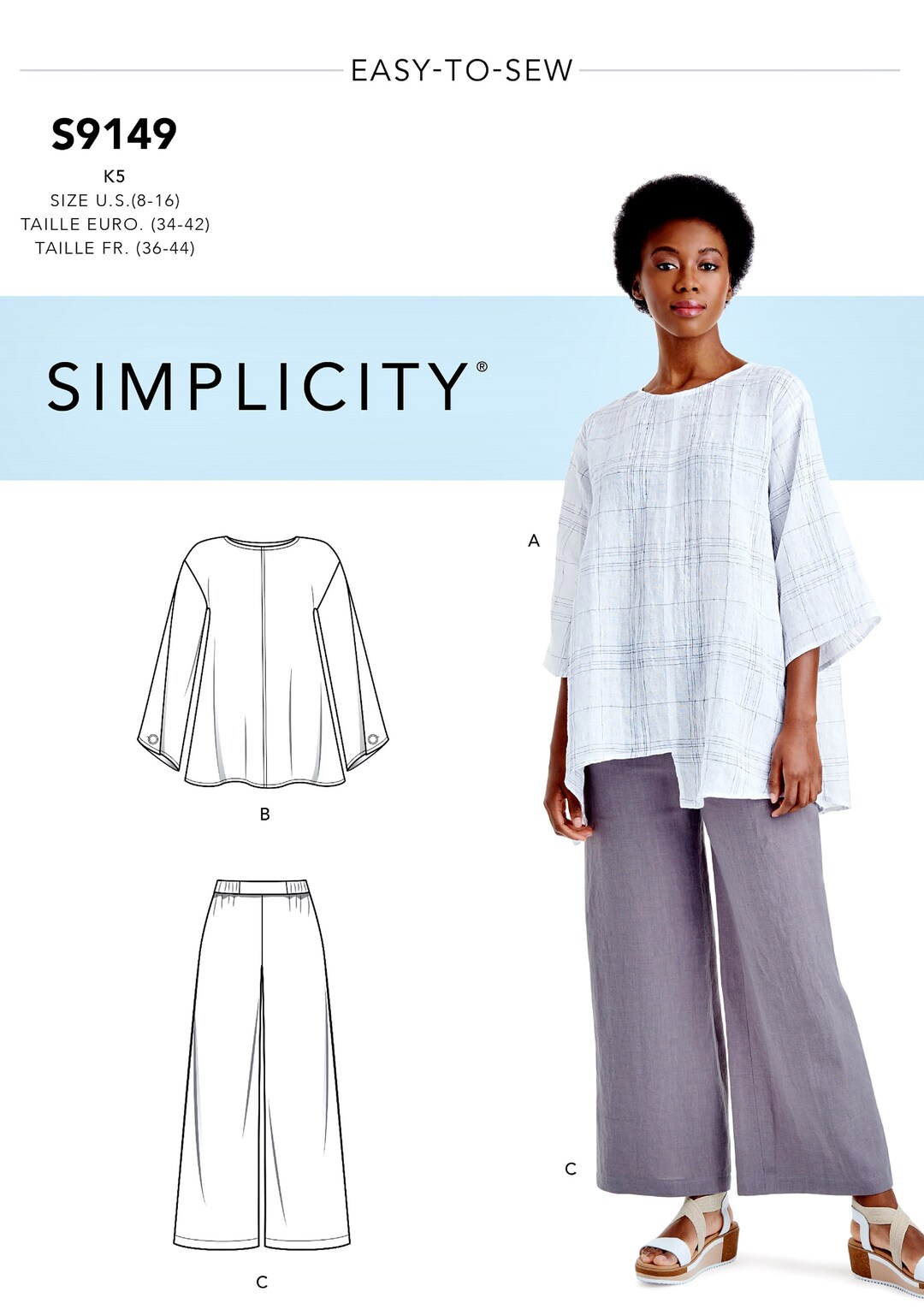 Paper Sewing Pattern Women's Loose Fit Top Pattern, Wide Leg Pants ...