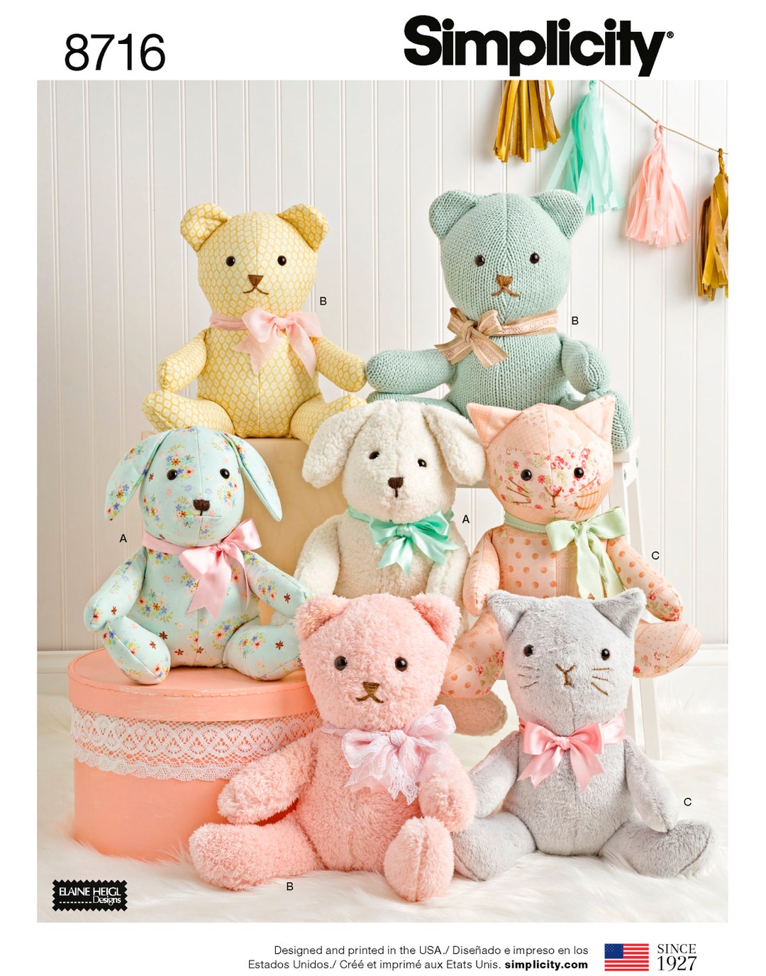 Sewing Pattern for Easy Stuffed Animals Pattern, 2 Piece Stuffed ...