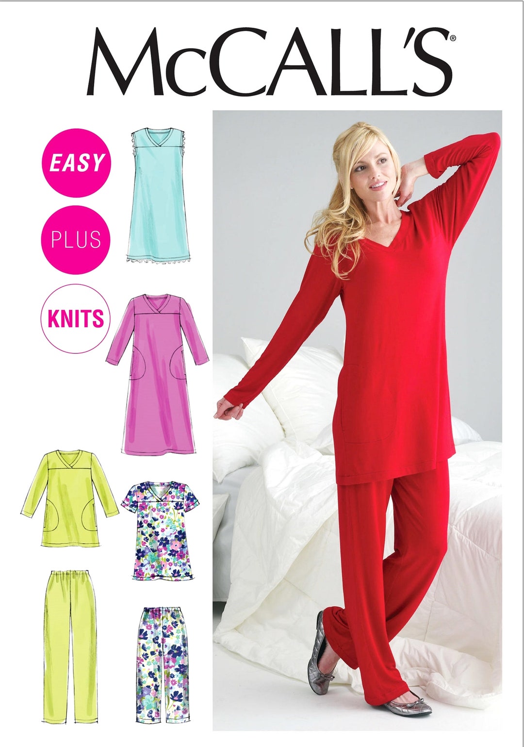 Sewing Pattern for Women's Pajama Pattern, Easy Pullover Nightgown ...