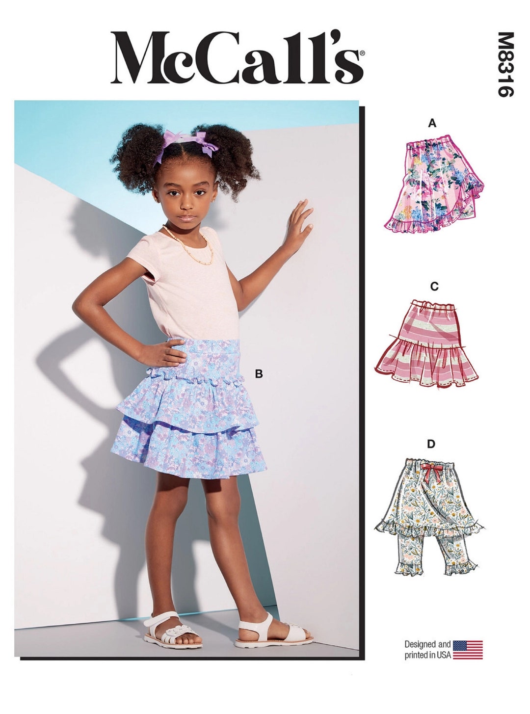 Sewing Pattern Little Girls' Skort Pattern, Girl's Knit Fabric Skort ...