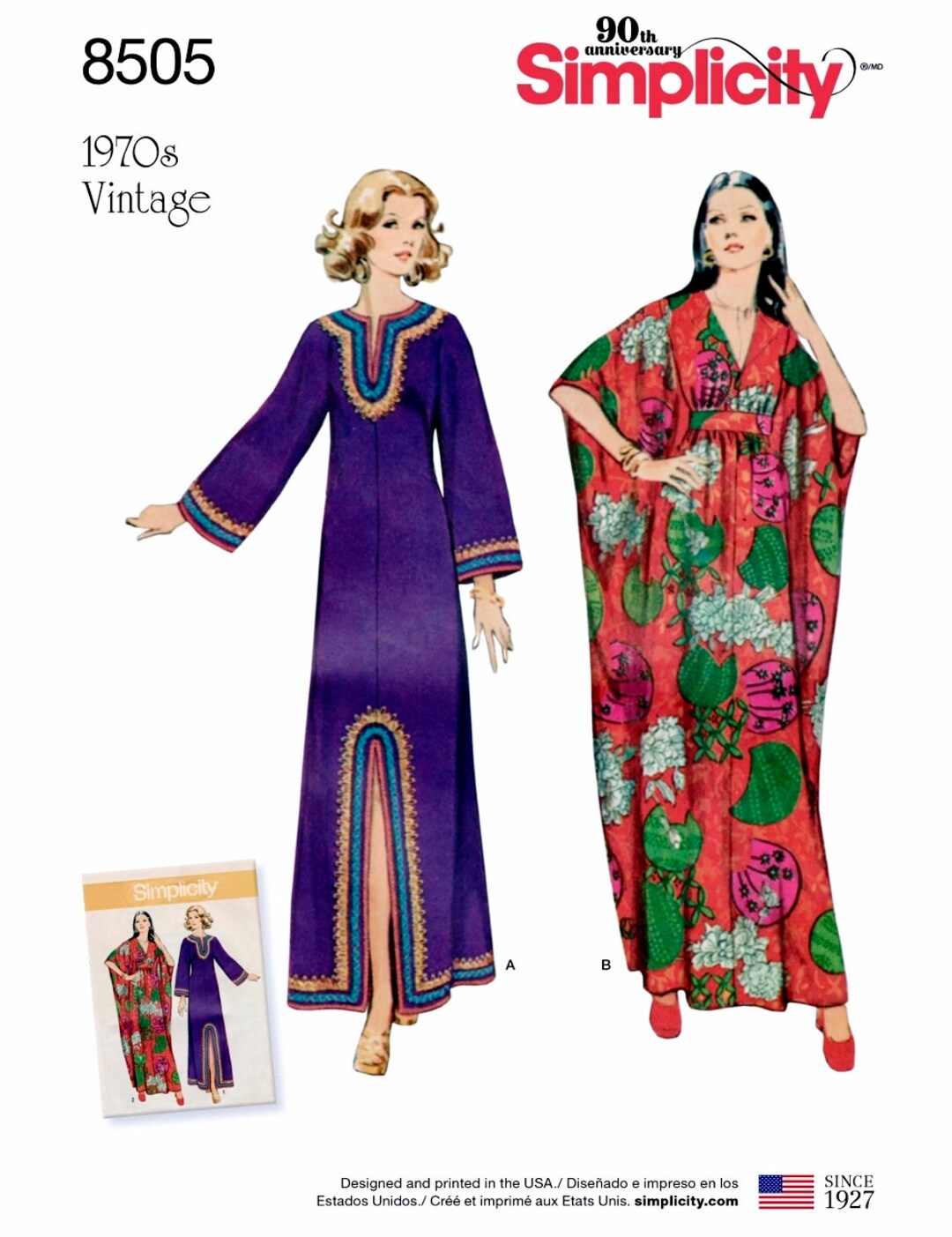 Sewing Pattern Women's Caftan Pattern, Vintage Caftan Pattern, 1970's Caftan Pattern, Simplicity ...