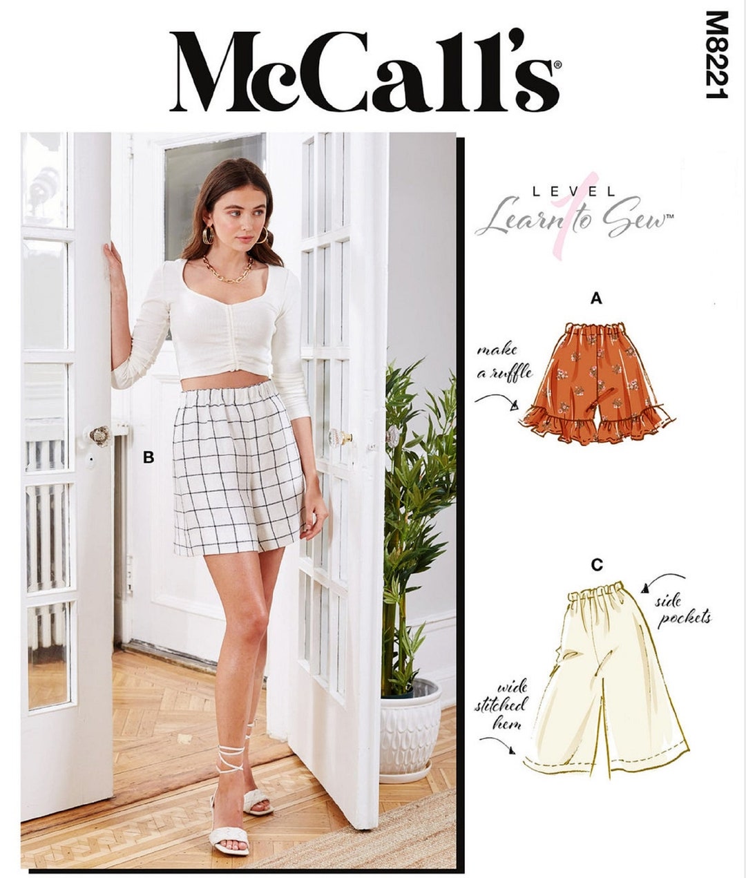 Sewing Pattern Women's Elastic Waist Shorts Pattern, Easy Shorts ...