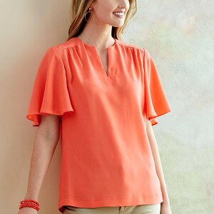 Sewing Pattern Pullover Blouse Pattern, Loose Fit Top Pattern, Flutter ...