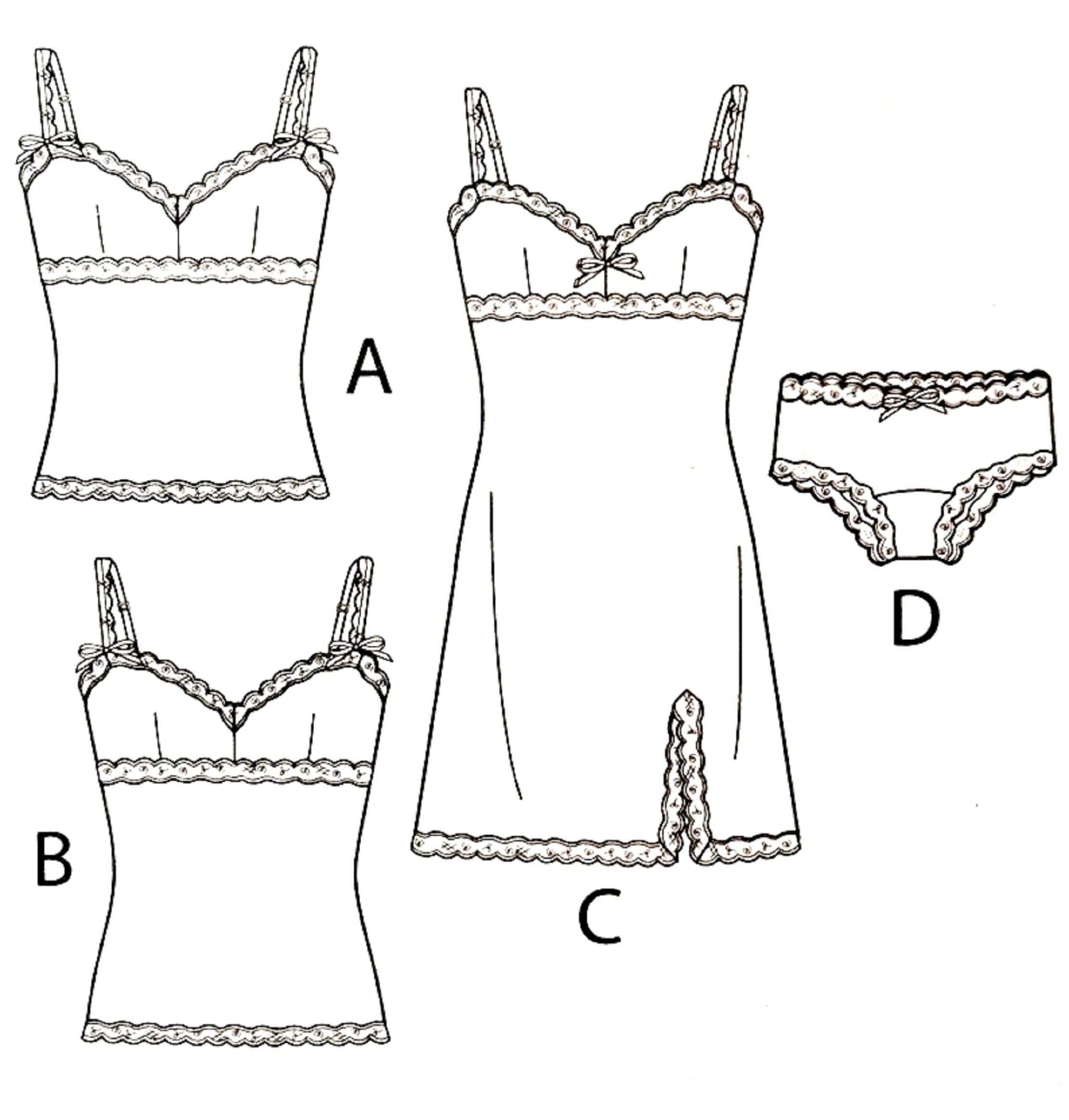 Sewing Pattern Ladies Lingerie Full Slip Pattern Camisole - Etsy