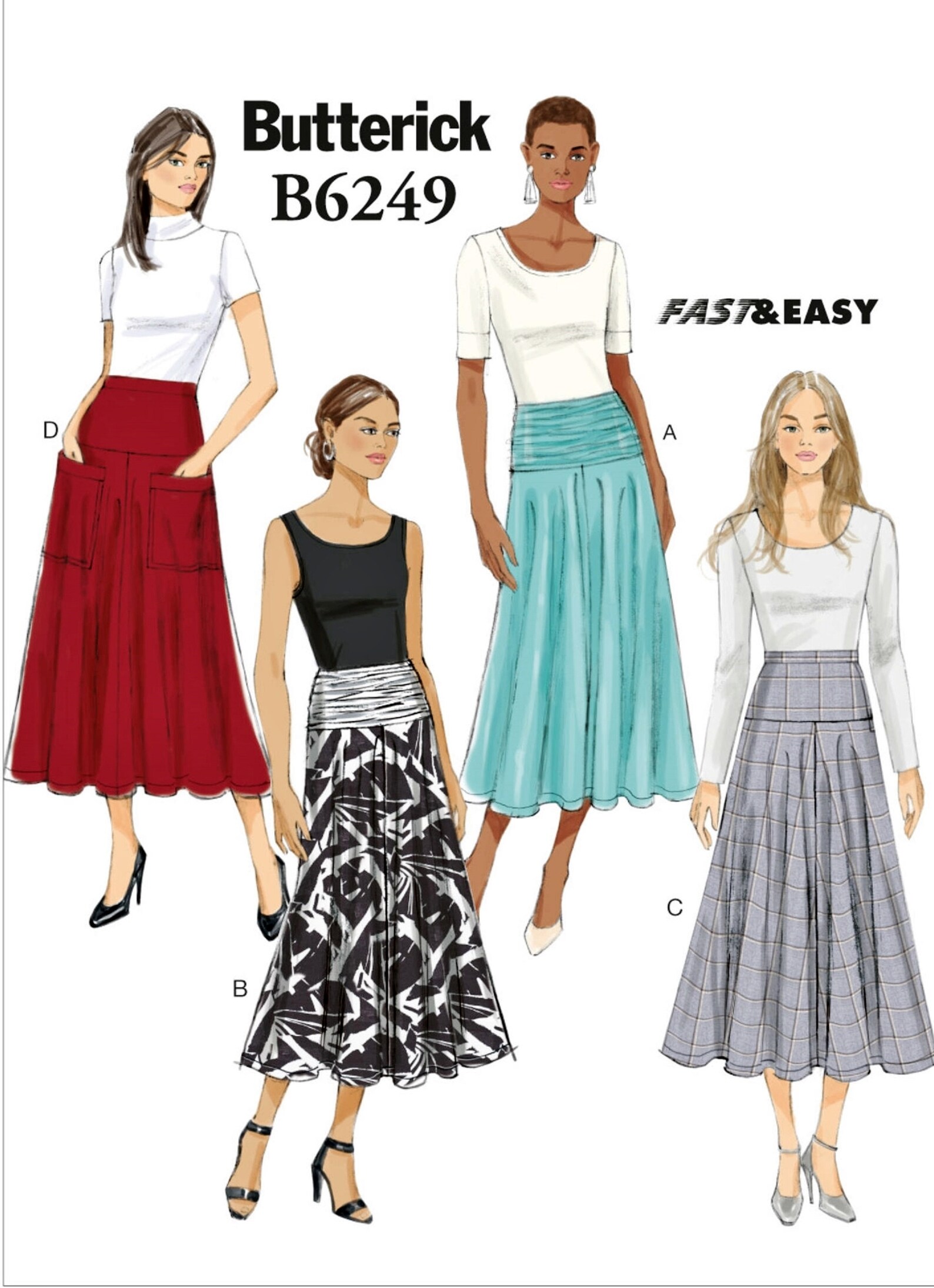 Sewing Pattern Women's Big Pockets Skirt Pattern Flared - Etsy
