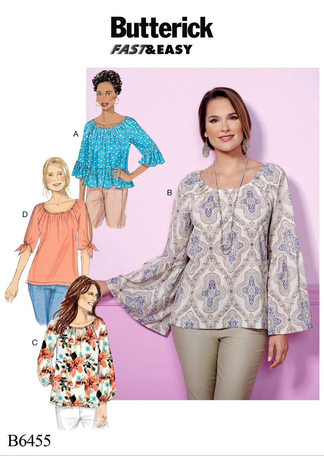 Sewing Pattern Pullover Blouse Pattern, Peasant Blouse Pattern, Long ...