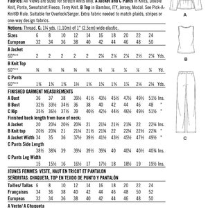 Sewing Pattern Women's Elastic Waist Pants Pattern, Knit Top and Jacket ...