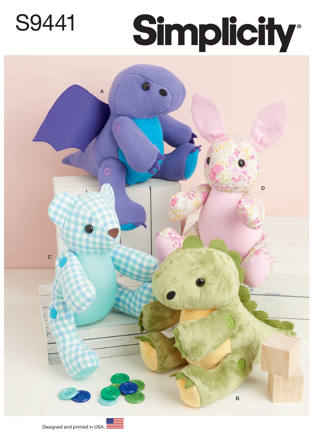 Sewing Pattern Plush Animals Pattern, Stuffed Dragon, Dinosaur, Bear ...