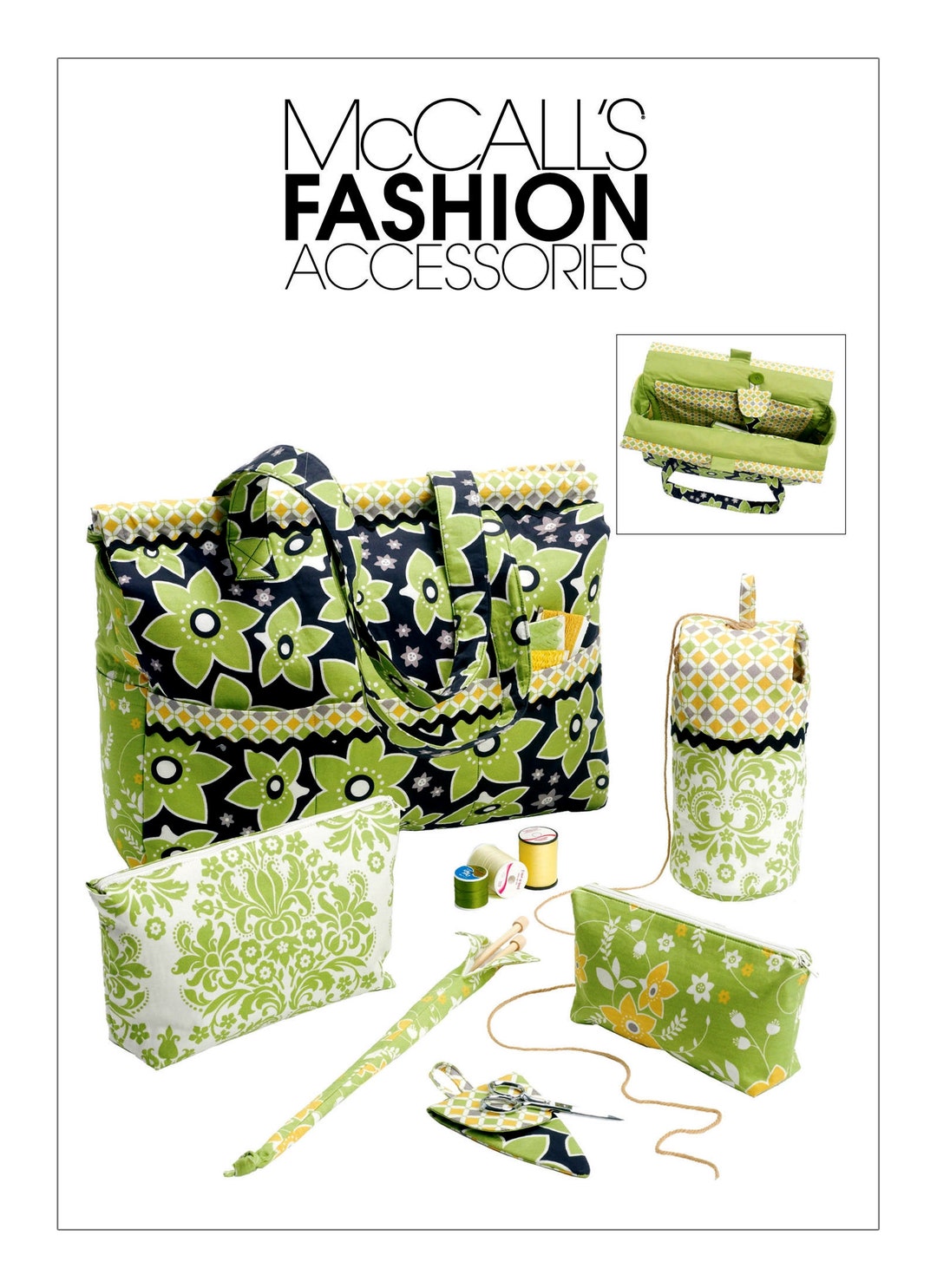 Sewing Pattern Craft Project Tote Pattern, Knitting Organizer Tote ...