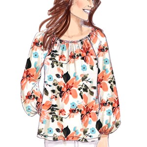 Sewing Pattern Pullover Blouse Pattern, Peasant Blouse Pattern, Long ...