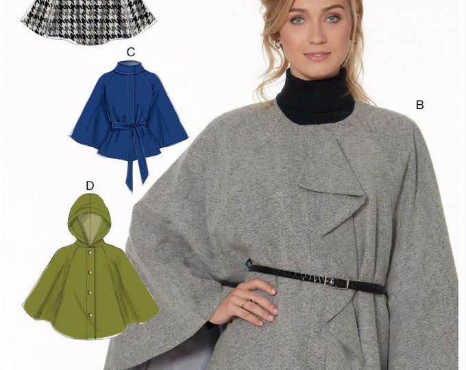 Sewing Pattern Women's Cape Pattern, Misses' Cape With Hood Pattern ...