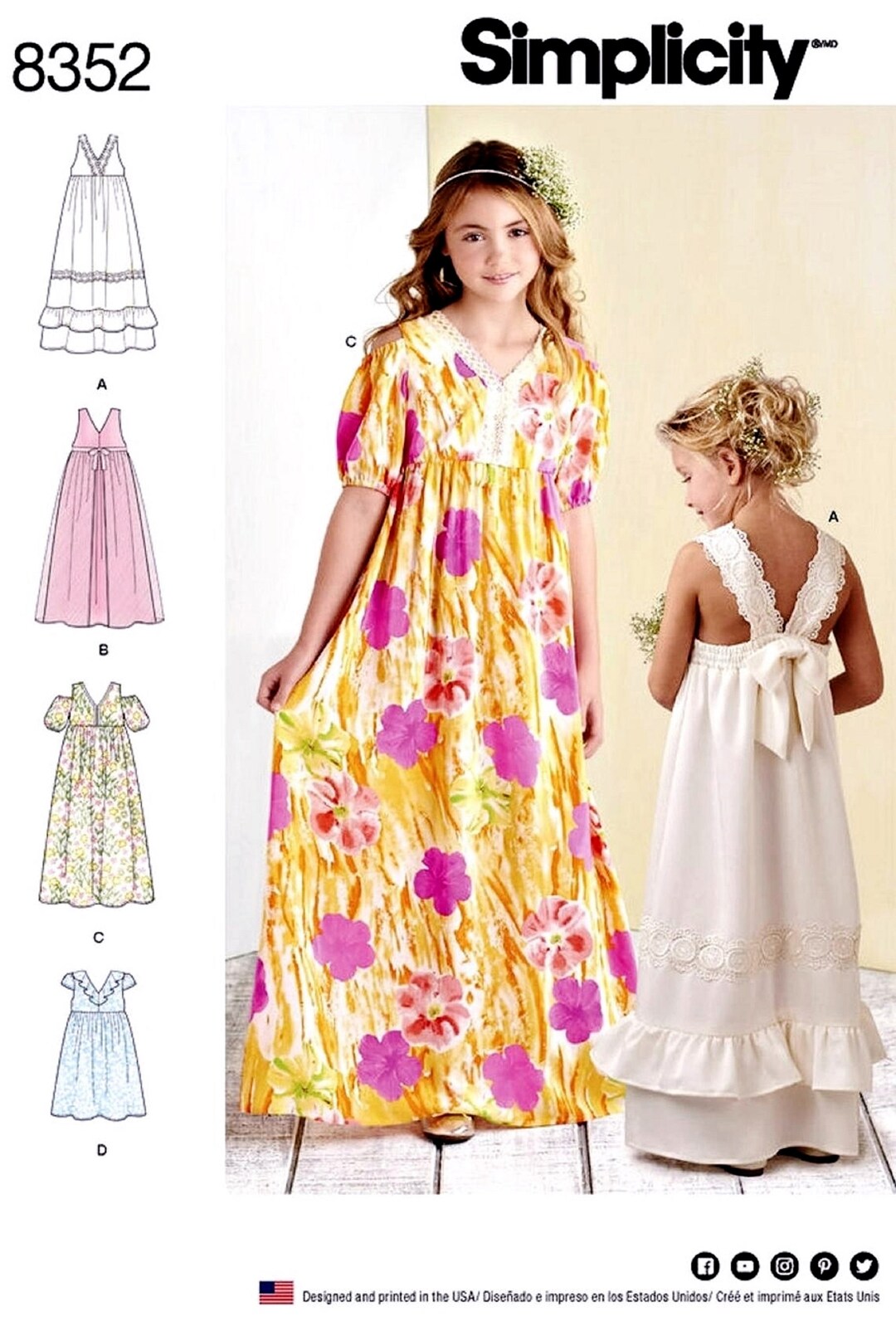 Sewing Pattern Girls' Formal Dress Pattern, Flower Girls' Dress Pattern ...