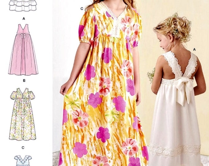 Sewing Pattern Girls' Formal Dress Pattern, Flower Girls' Dress Pattern ...
