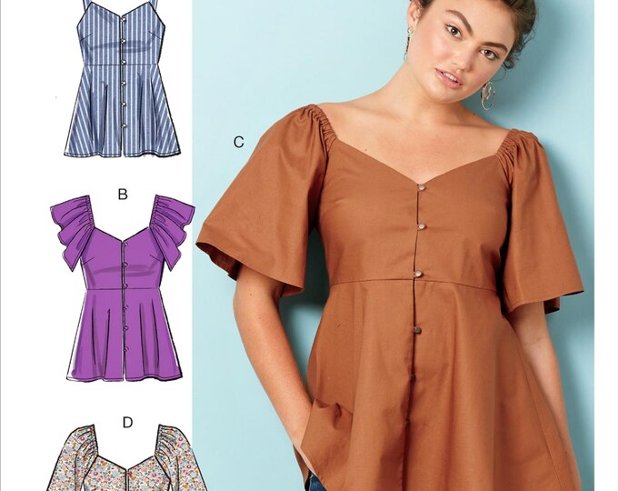 Sewing Pattern Misses Tops Pattern, Front Button Blouse Pattern, High ...