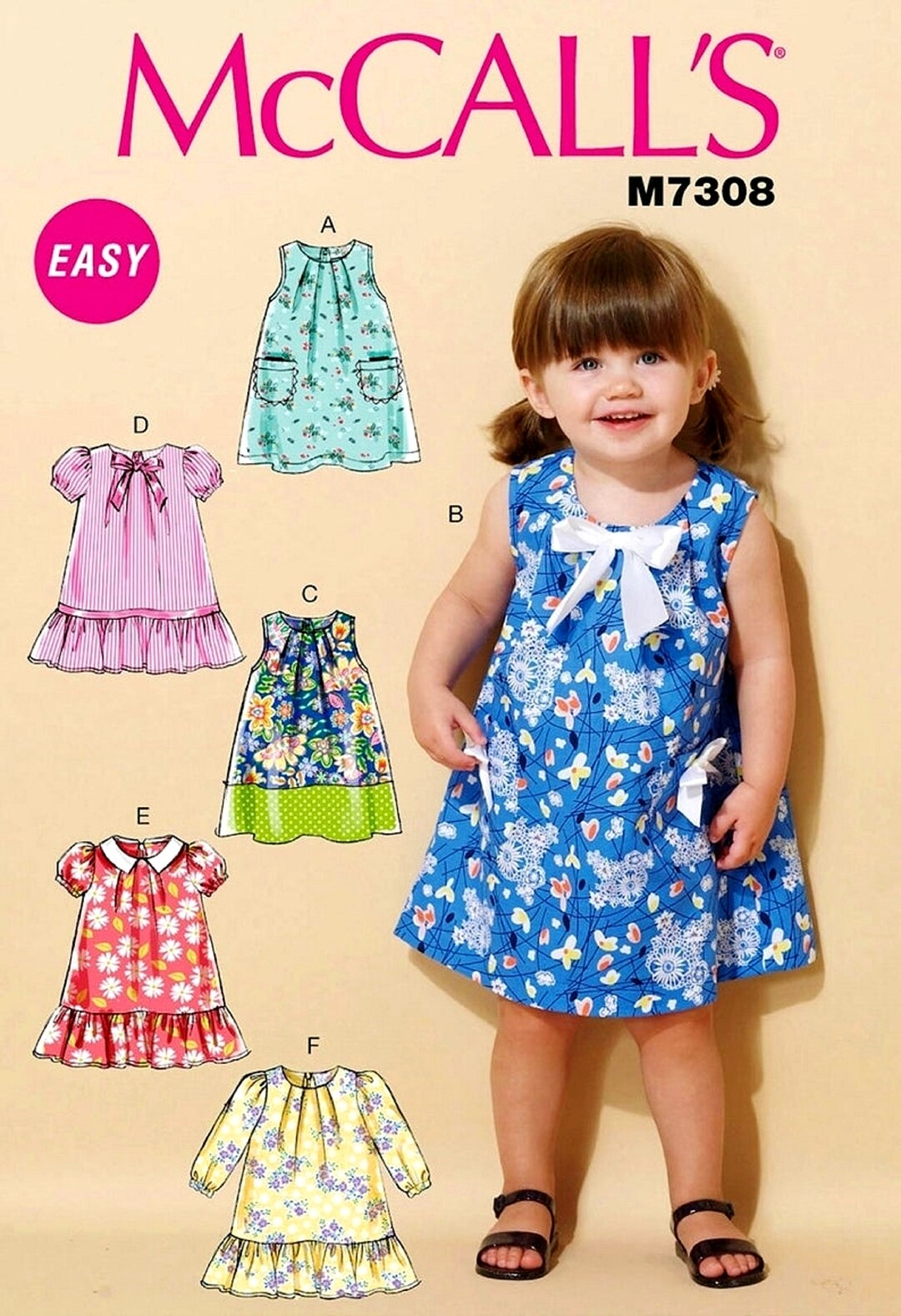 Sewing Pattern Toddlers' Dress Pattern, Little Girls' Easy Dress ...