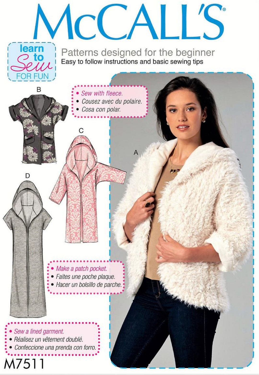Sewing Pattern Women's Easy Unlined Jacket Pattern, Lined Jacket ...