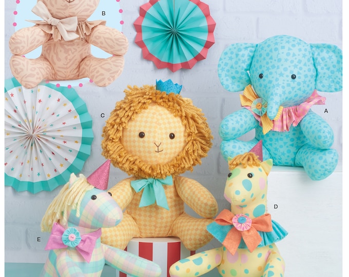 Sewing Pattern Easy Stuffed Animals Pattern, 2 Piece Stuffed Animals ...