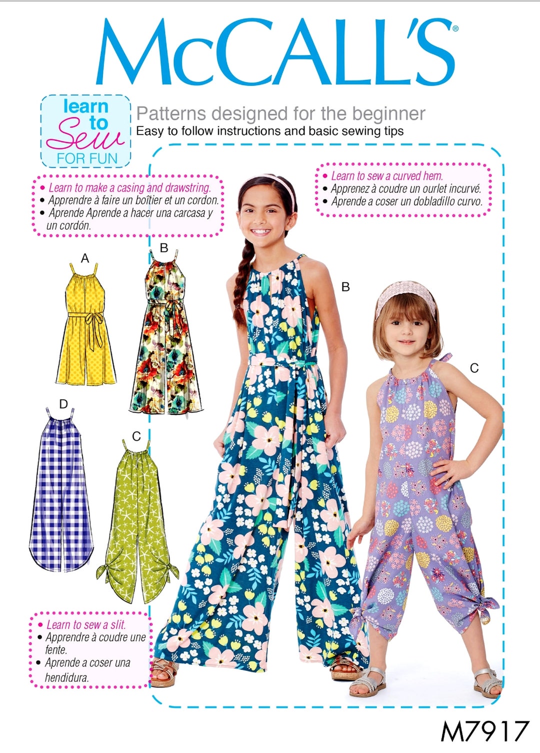 Sewing Pattern Girls' Easy Jumpsuit Pattern, Little Girls' Easy Short ...