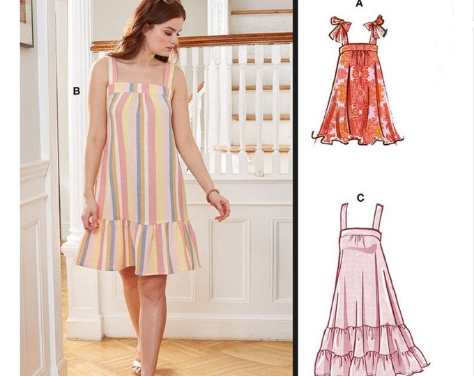 Mccall's Sewing Pattern Women's Easy Dress Pattern, Easy Loose Fit Sundress Pattern, Mini Dress ...