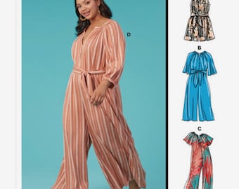 Sewing Pattern Women's Loose Fit Tops Pattern, Misses' Front Button ...