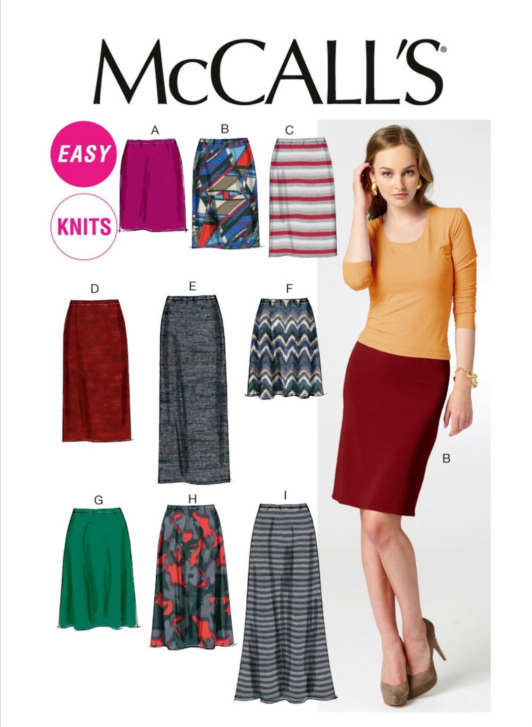 Sewing Pattern Easy Skirts Pattern, Long Skirt Pattern, Knit Skirt ...