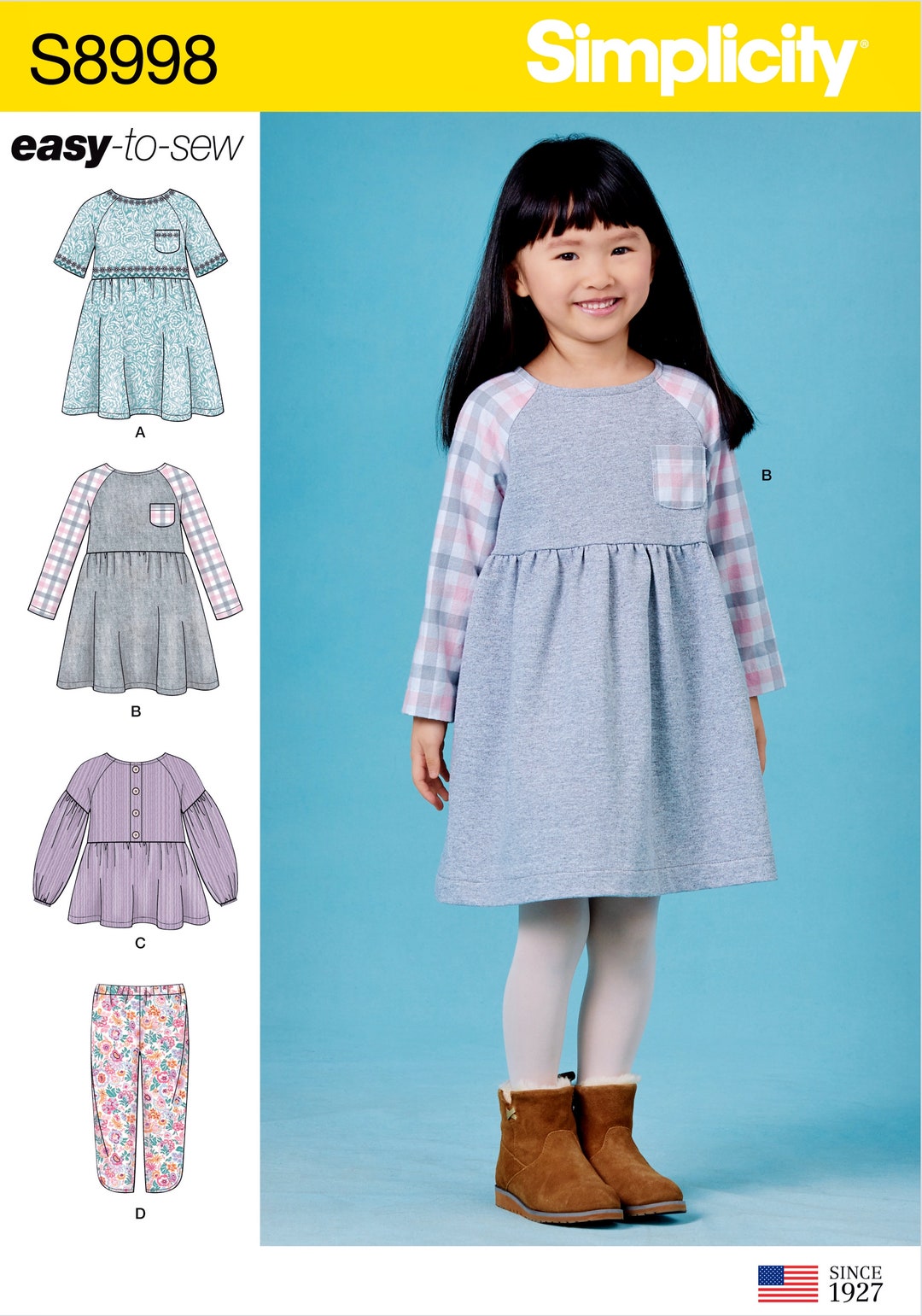 Sewing Pattern Child's Easy Dress Pattern, Little Girls' Top and Pants ...