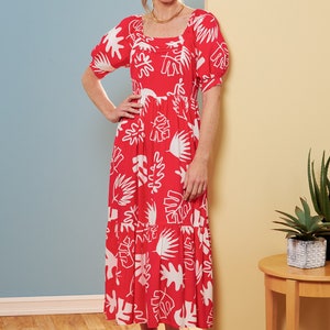 Sewing Pattern Square Neckline Dress Pattern, Gathered Skirt Dress ...