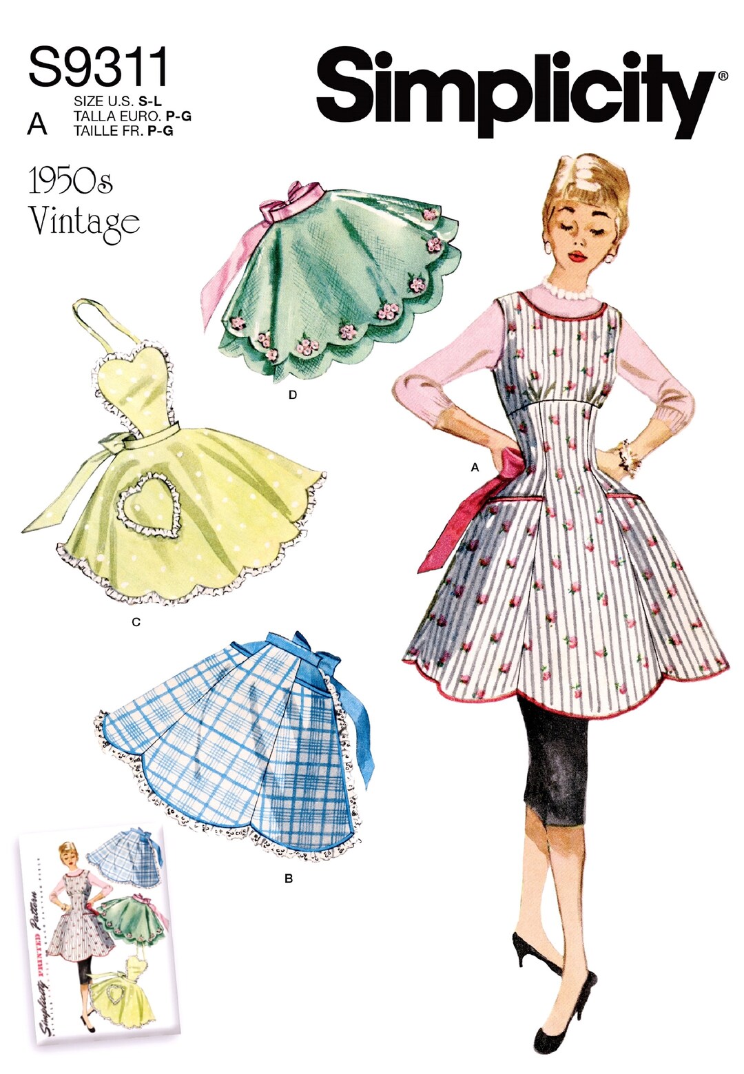 Sewing Pattern Vintage Aprons Pattern, 1950's Apron Pattern, Bib Apron ...