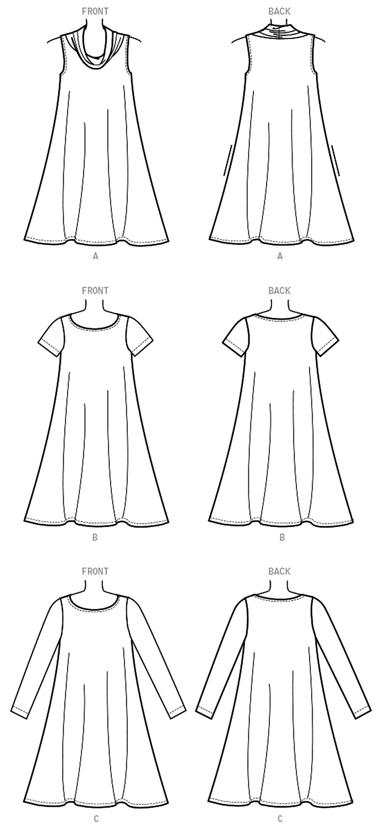 Sewing Pattern Loose Fit Flared Tunic Dress Pattern Bare | Etsy