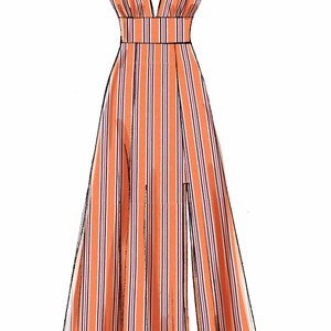 Sewing Pattern Women's Dress Pattern, Deep V Neck Dress Pattern, Long ...