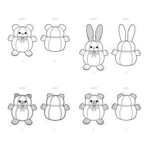 Sewing Pattern Plush Bear, Bunny, Kitten and Puppy Pattern, Simplicity ...