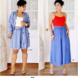 Sewing Pattern Women's Wide Leg Shorts Pattern, Cropped Palazzo Pants ...
