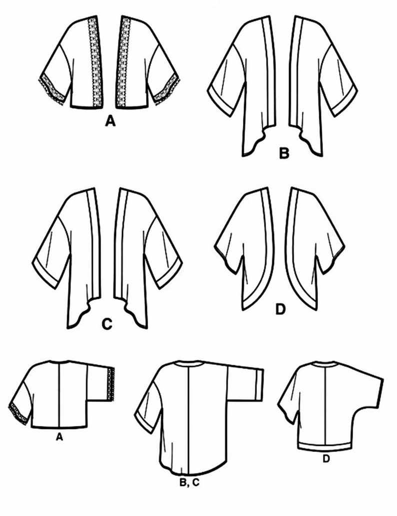 Sewing Pattern Kimono Jacket Pattern Open Front Loose Fit - Etsy