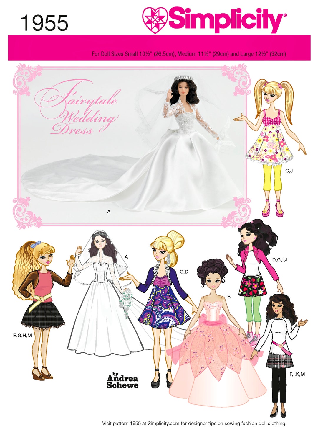 Sewing Pattern Fashion Doll Clothes Pattern, 10 1/2, 11 1/2, 12 1/2 ...